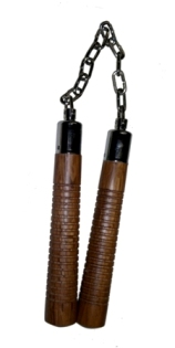 Nunchaku 8" Grooved Wooden Speed - Giri Martial Arts Supplies