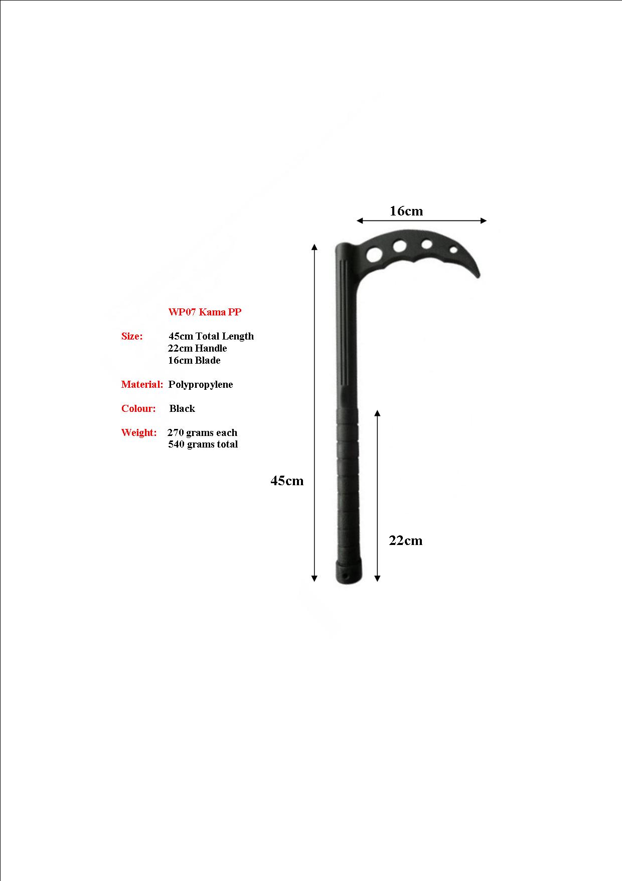 WP07 Kama dimensions - Giri Martial Arts Supplies