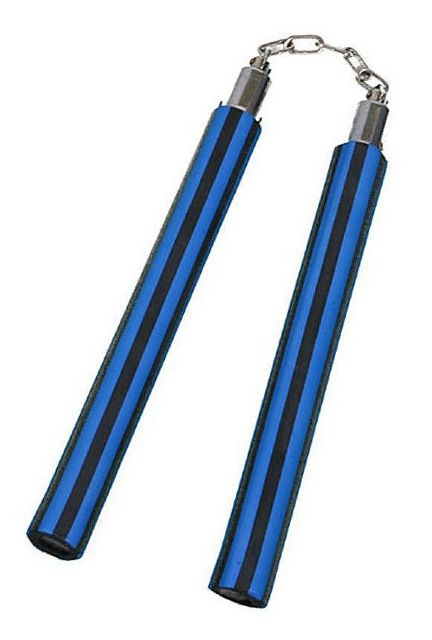 Nunchaku 12" Foam Blue & Black Stripes - Giri Martial Arts Supplies
