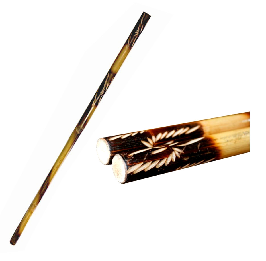 Filipino Rattan Stick Carved & Spiral Burn 28" x 1" - Giri Martial Arts ...