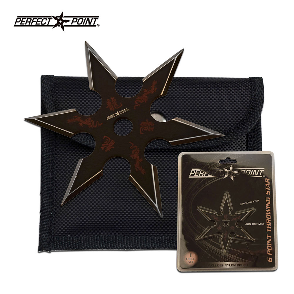 Perfect Point Black 6 Point Throwing Star 4" - Giri Martial Arts Supplies