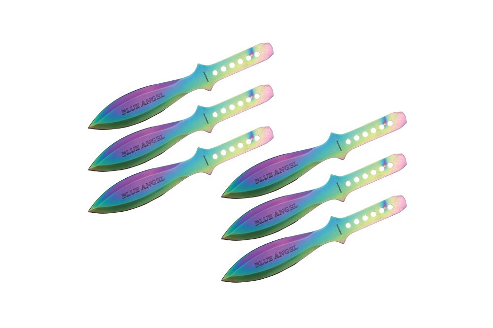 Aeroblades 6 Piece Blue Angel Throwing Knife Set 9" - Giri Martial Arts ...