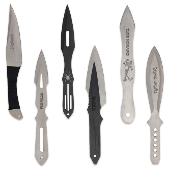 Aeroblades 6 Piece Assorted Throwing Knife Set 9" - Giri Martial Arts ...