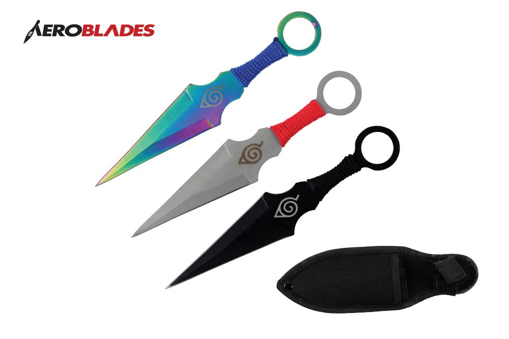Aeroblades 3 Piece Ninja Kunai Throwing Knives 6.5" - Giri Martial Arts ...