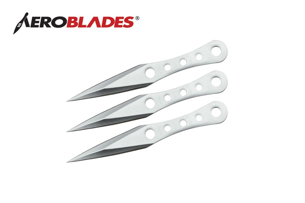 Aeroblades 3 Piece Silver Teardrop Throwing Knives 6.5" - Giri Martial ...