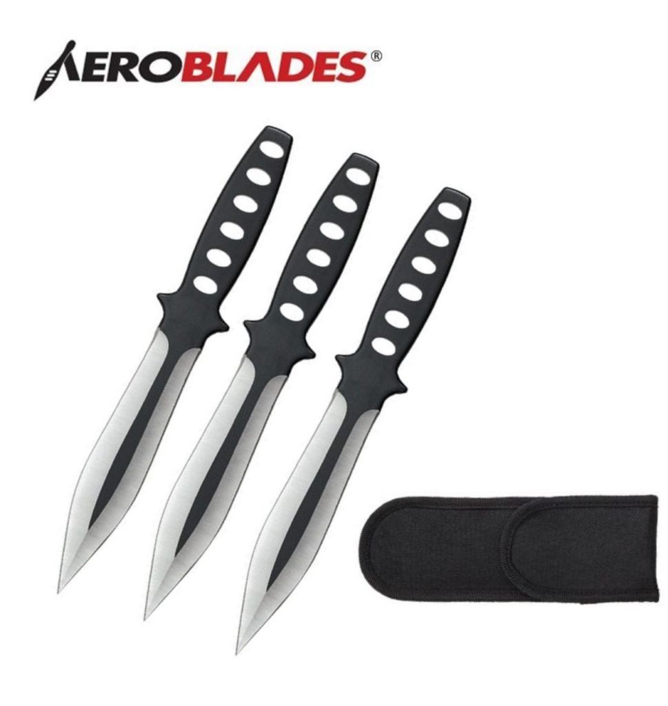 Aeroblades 3 Piece Two Tone Throwing Knives 9″ - Giri Martial Arts Supplies