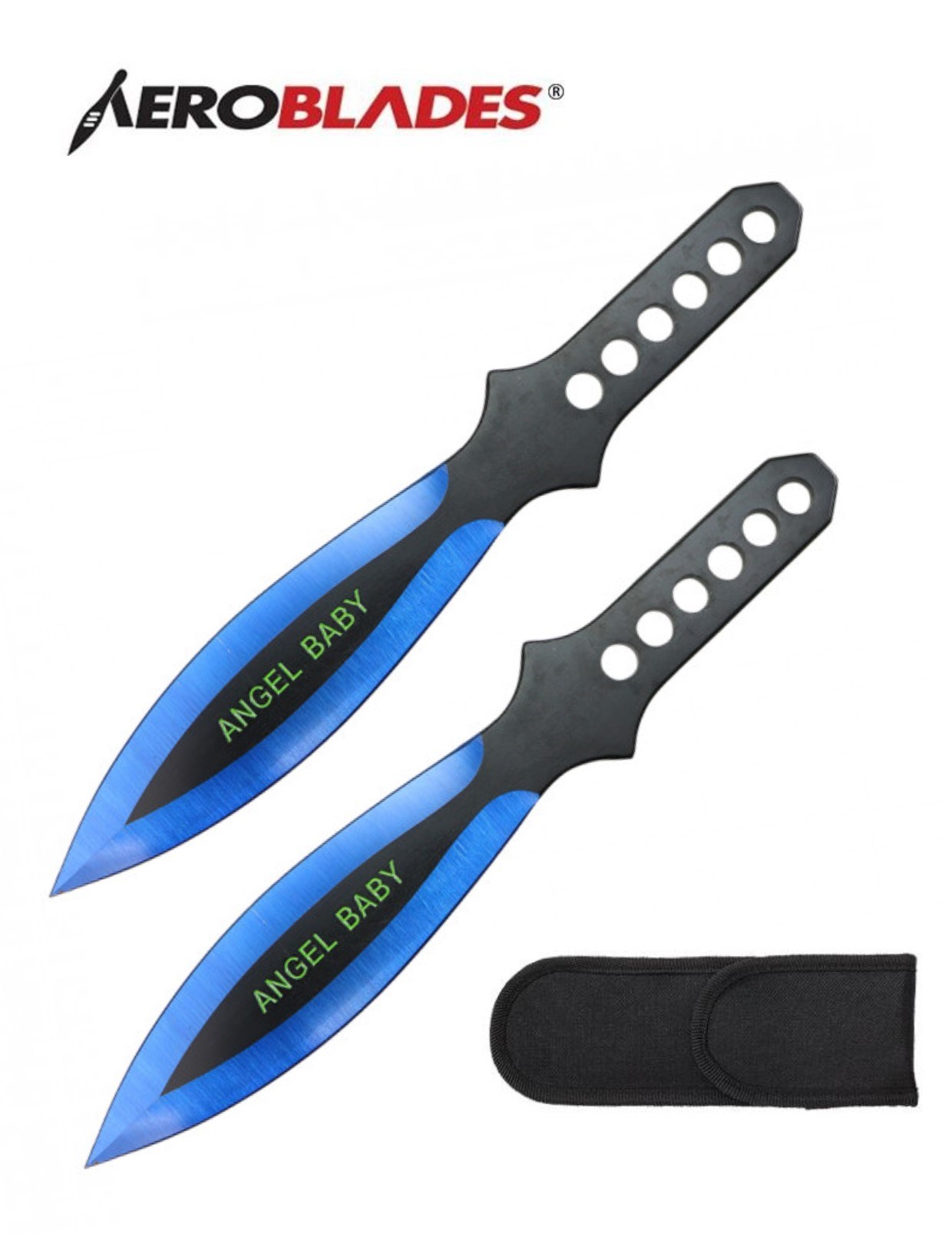 Aeroblades 2 Piece Black/Blue Angel Baby Throwing Knife Set 9″ - Giri ...