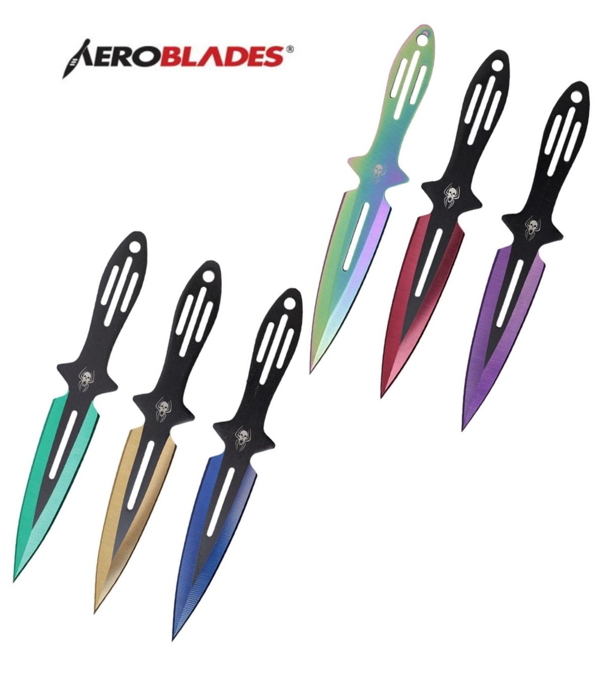 Aeroblades 6 Piece Mix Colour Spider Throwing Knives 6.5″ - Giri ...