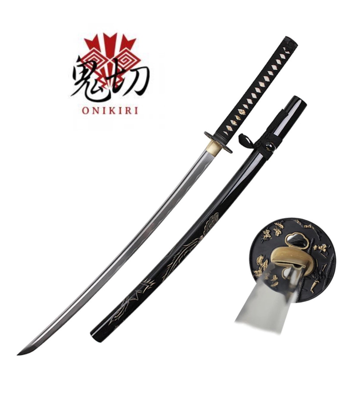 Onikiri 41 1/4″ Hand Forged Carved Phoenix Saya Samurai Sword - Giri ...