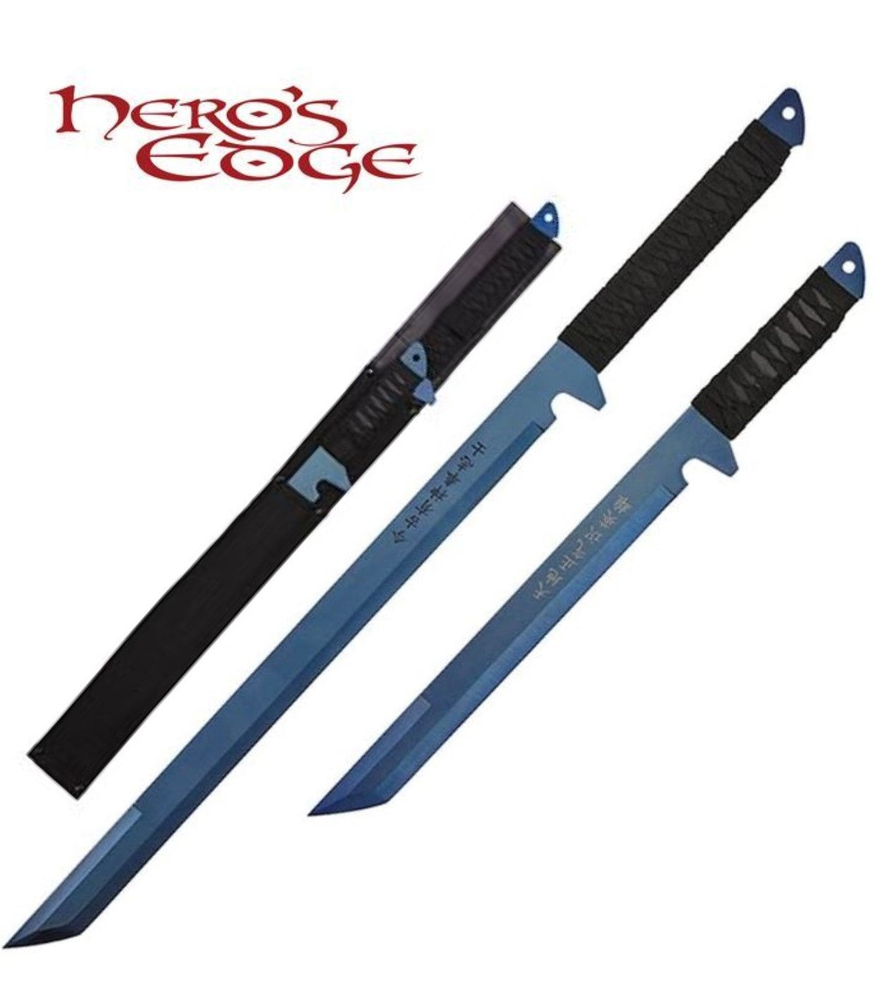 Hero's Edge Ninja Blue Sword Set 27" & 18" - Giri Martial Arts Supplies