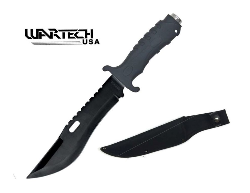 Wartech USA Black 12 7/8″ Hunting Fixed Blade Knife - Giri Martial Arts ...