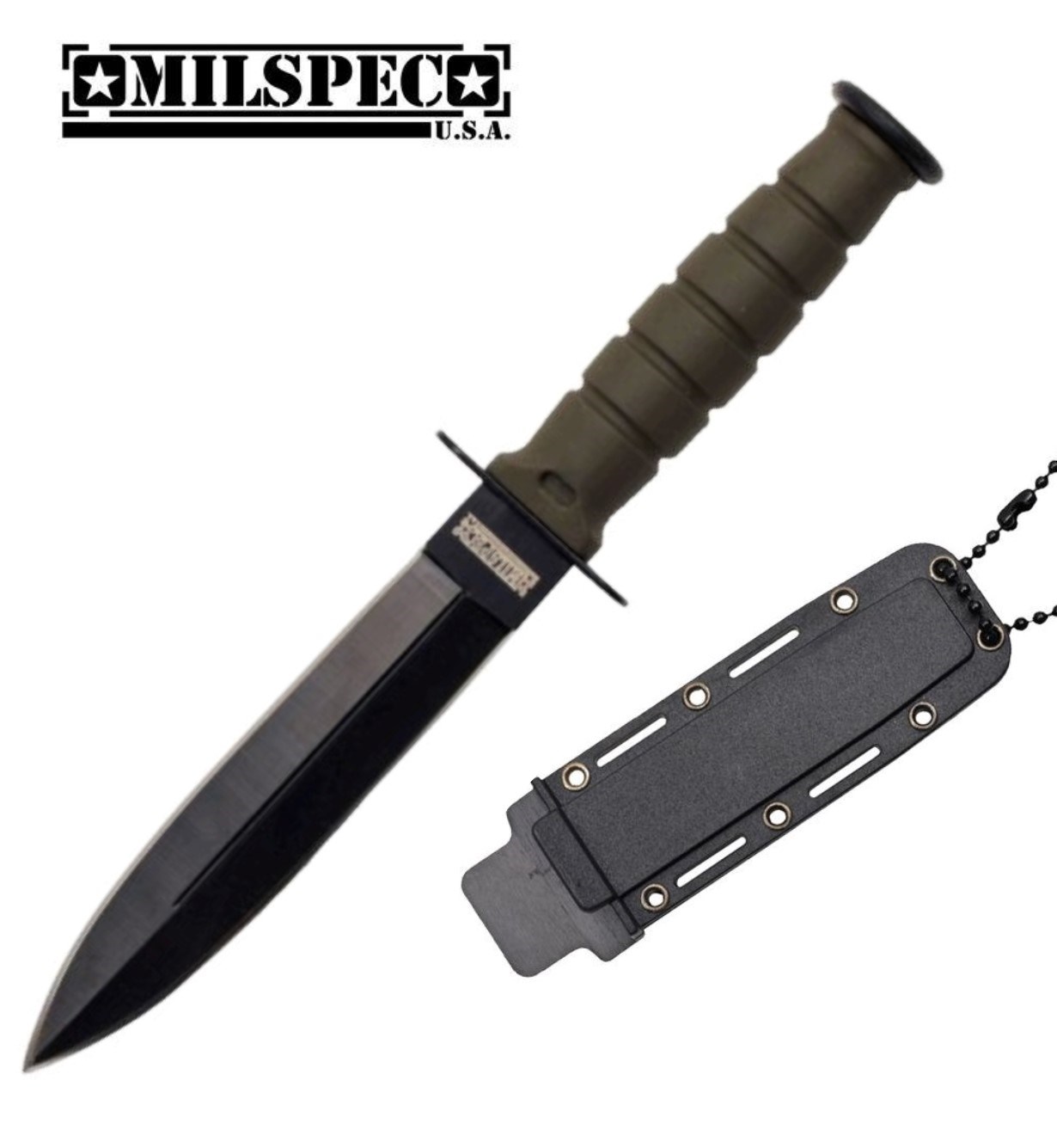 Milspec USA 6" Green Double Edged Fixed Blade Knife - Giri Martial Arts ...