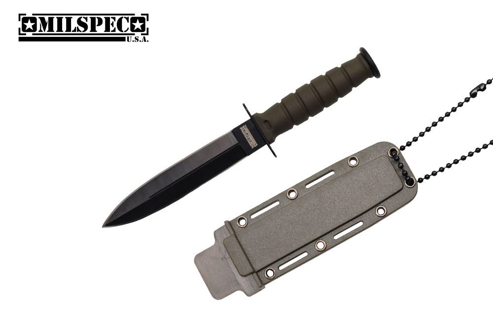 Milspec USA 6" Green Double Edged Fixed Blade Knife - Giri Martial Arts ...