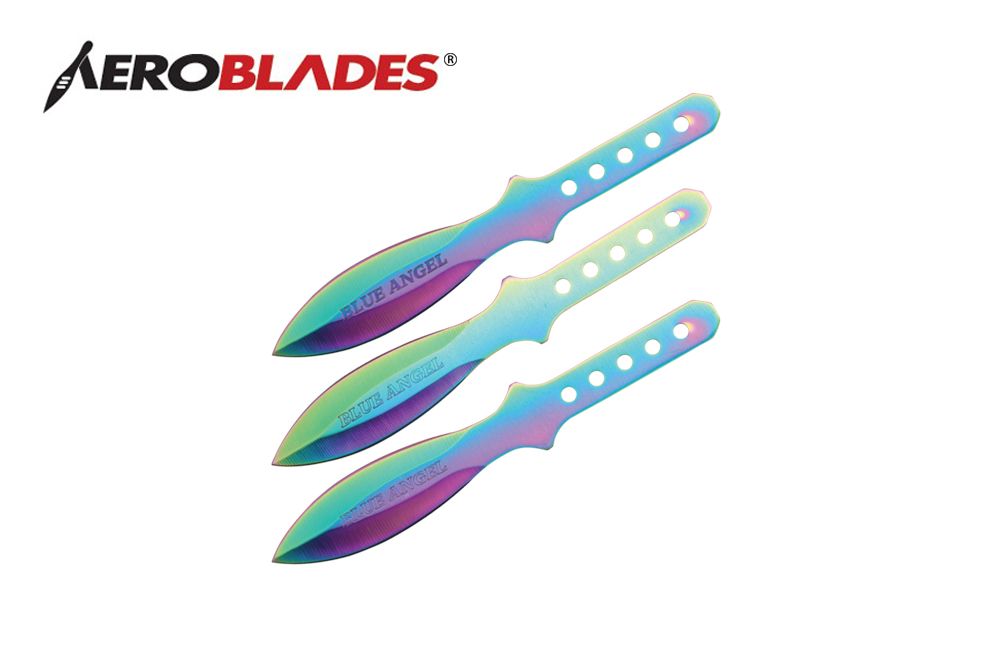 Aeroblades 6.5" Piece Blue Angel Throwing Knife Set - Giri Martial Arts ...