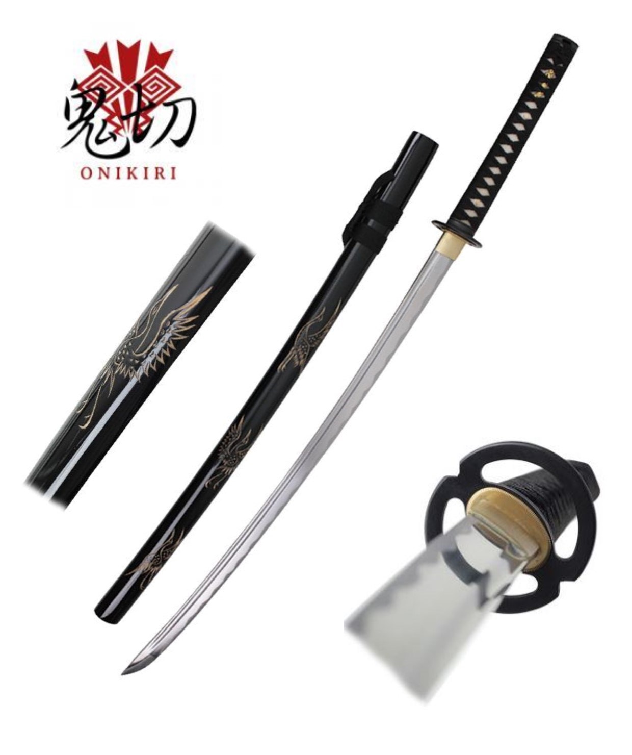 Onikiri 41 1/4″ Hand Forged Carved Crane Saya Samurai Sword - Giri ...