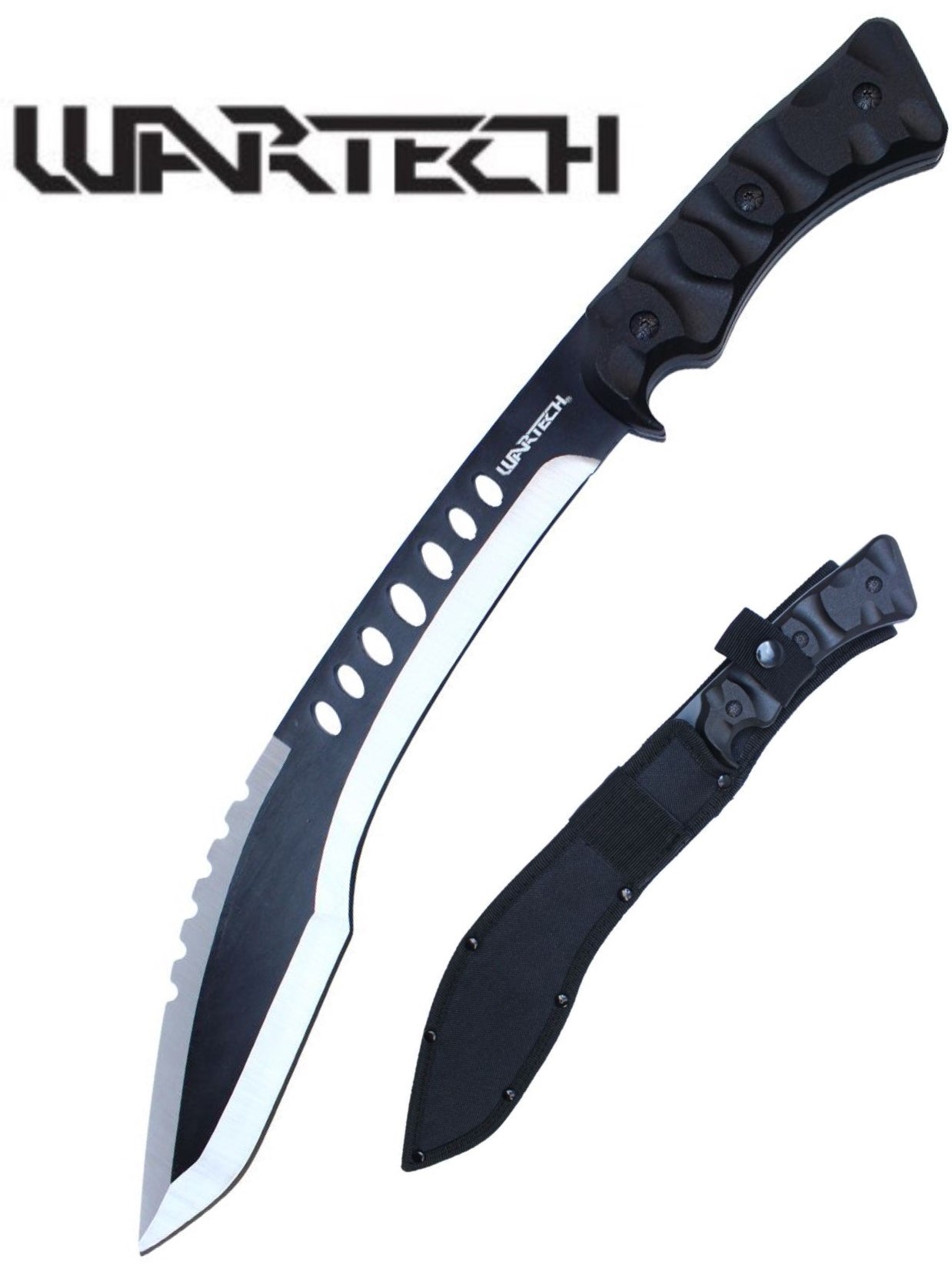 Wartech 16" Black Tactical Kukri Style Machete - Giri Martial Arts Supplies
