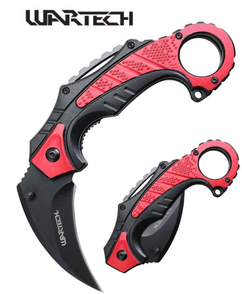 Wartech 6" Folding Eagle Red Karambit Knife - Giri Martial Arts Supplies