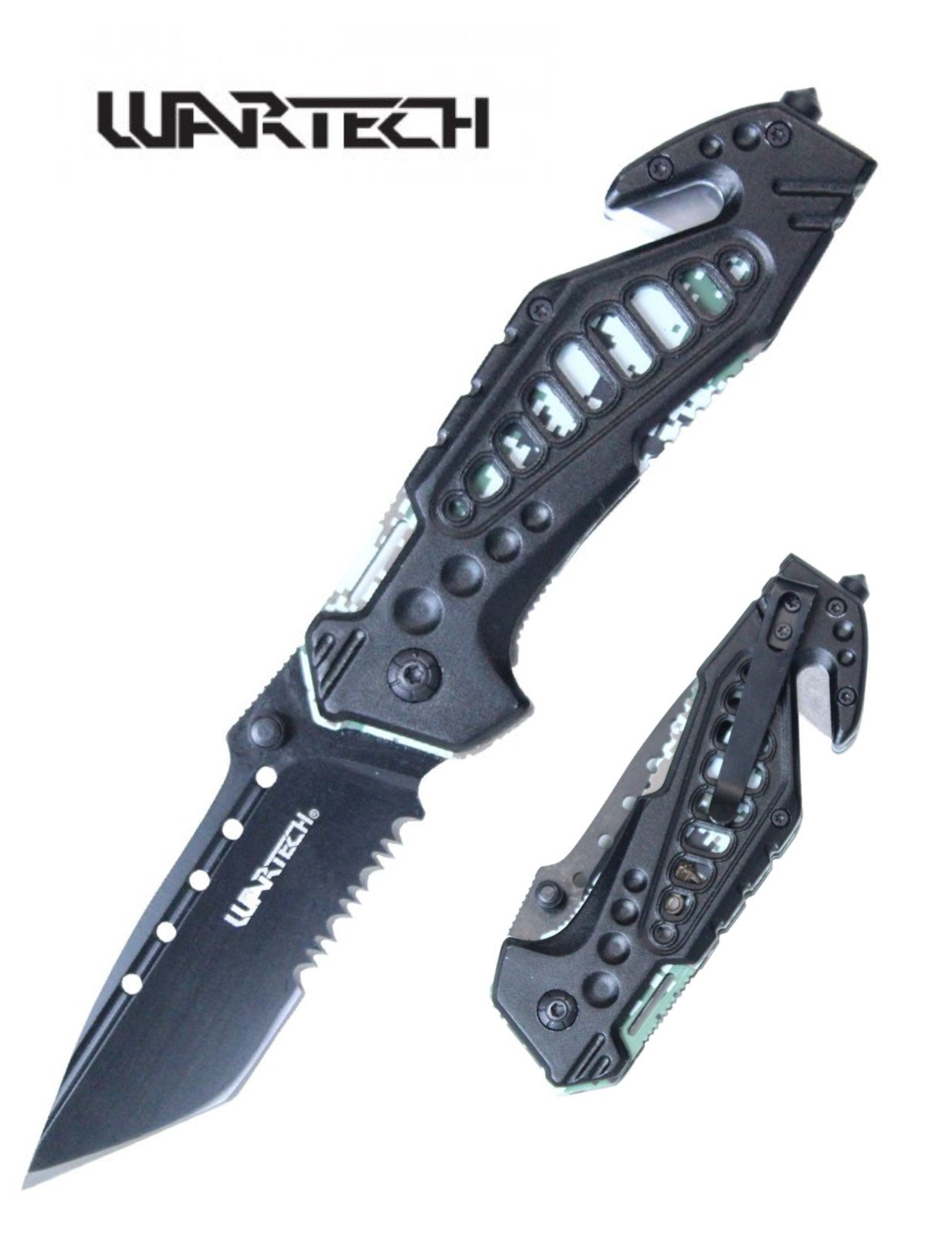 Wartech 8 1/4" Black Digi Camo Underlay Folding Knife - Giri Martial ...