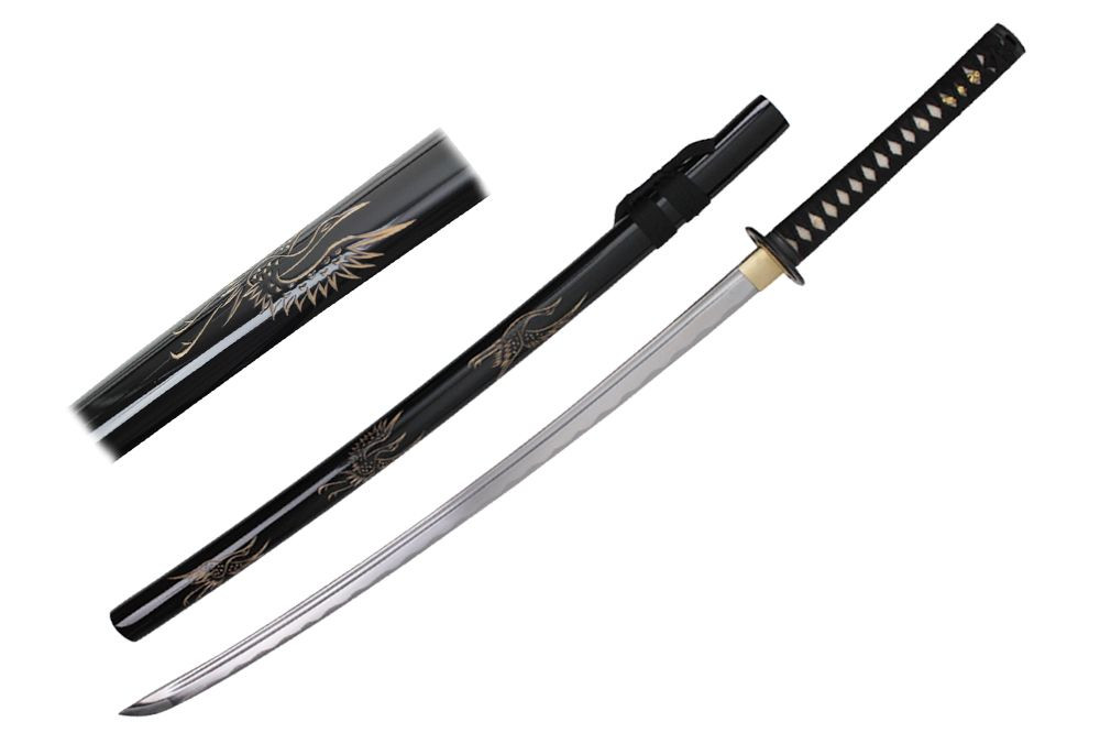 Onikiri 41 1/4″ Hand Forged Carved Crane Saya Samurai Sword - Giri ...