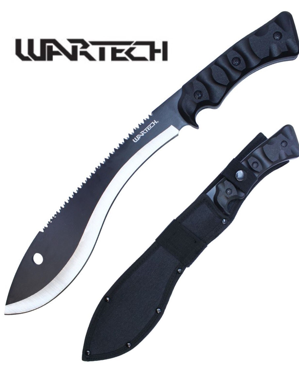 Wartech 16″ Black Tactical Machete with Curved Edge - Giri Martial Arts ...