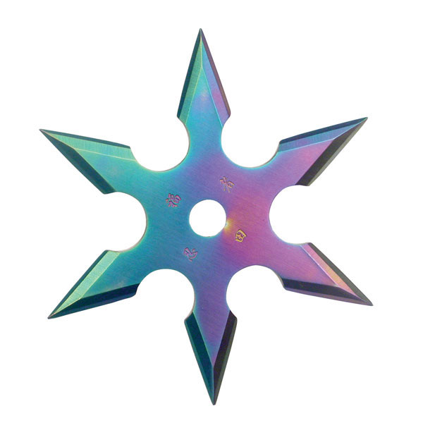6 Point Live Blade Rainbow Throwing Star 3″ - Giri Martial Arts Supplies