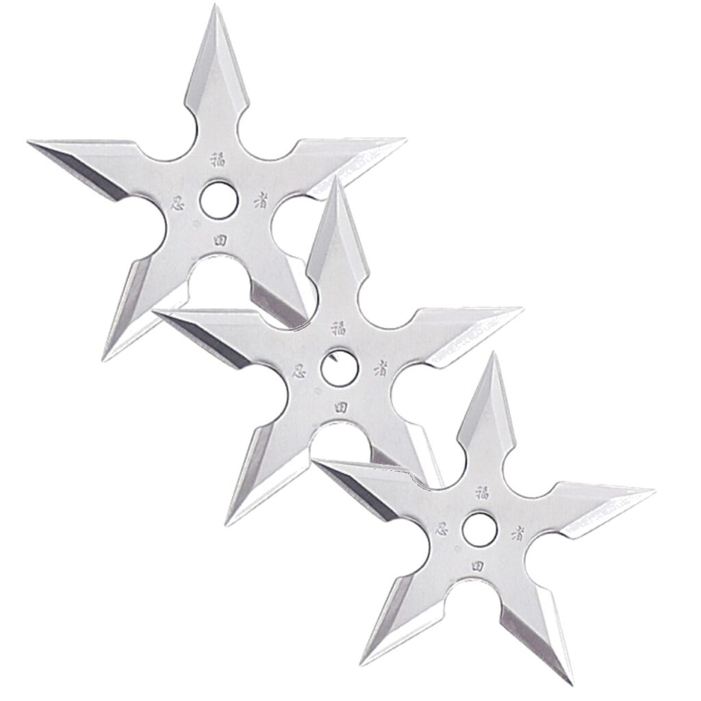 5 Point 3 Set Chrome Live Blade Throwing Stars 4″ - Giri Martial Arts ...