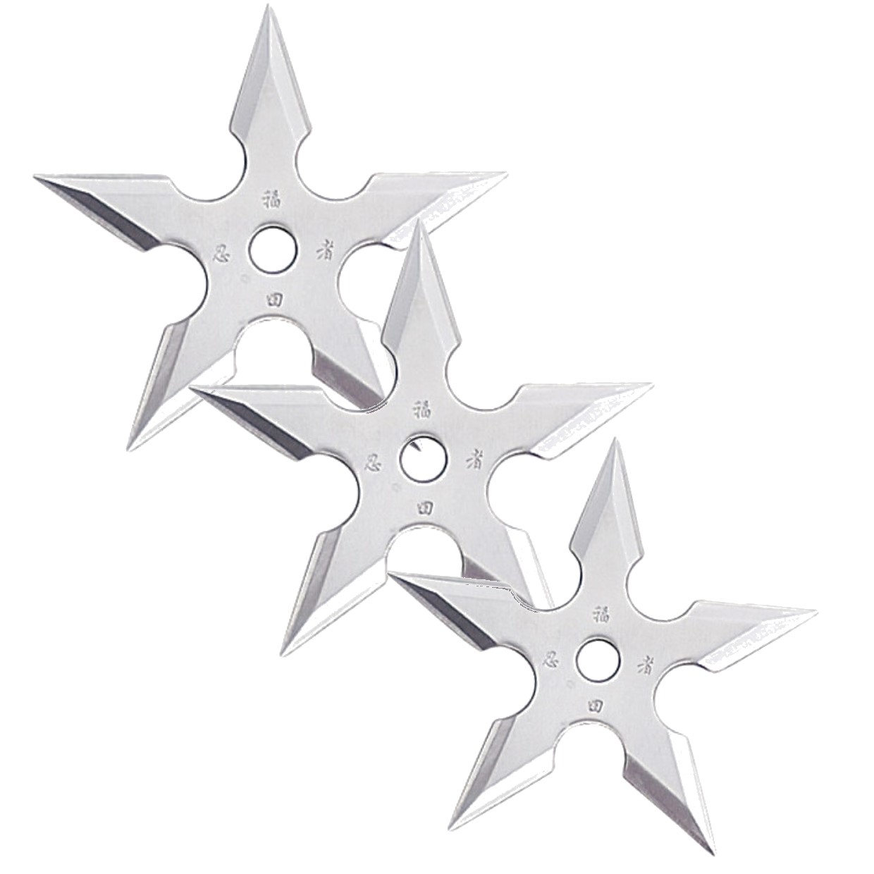 5 Point 3 Set Chrome Live Blade Throwing Stars 4″ - Giri Martial Arts ...