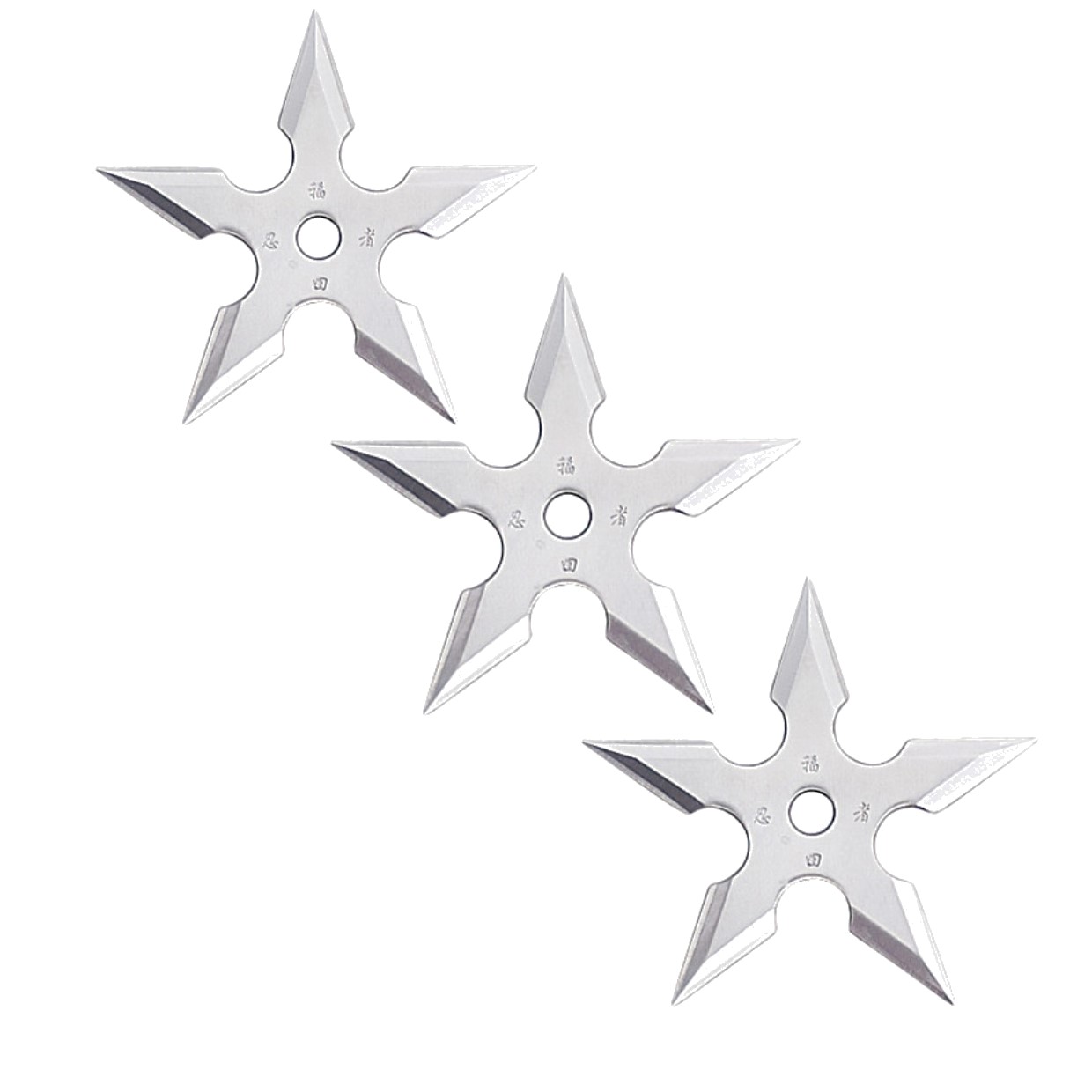 5 Point 3 Set Chrome Live Blade Throwing Stars 4″ - Giri Martial Arts ...