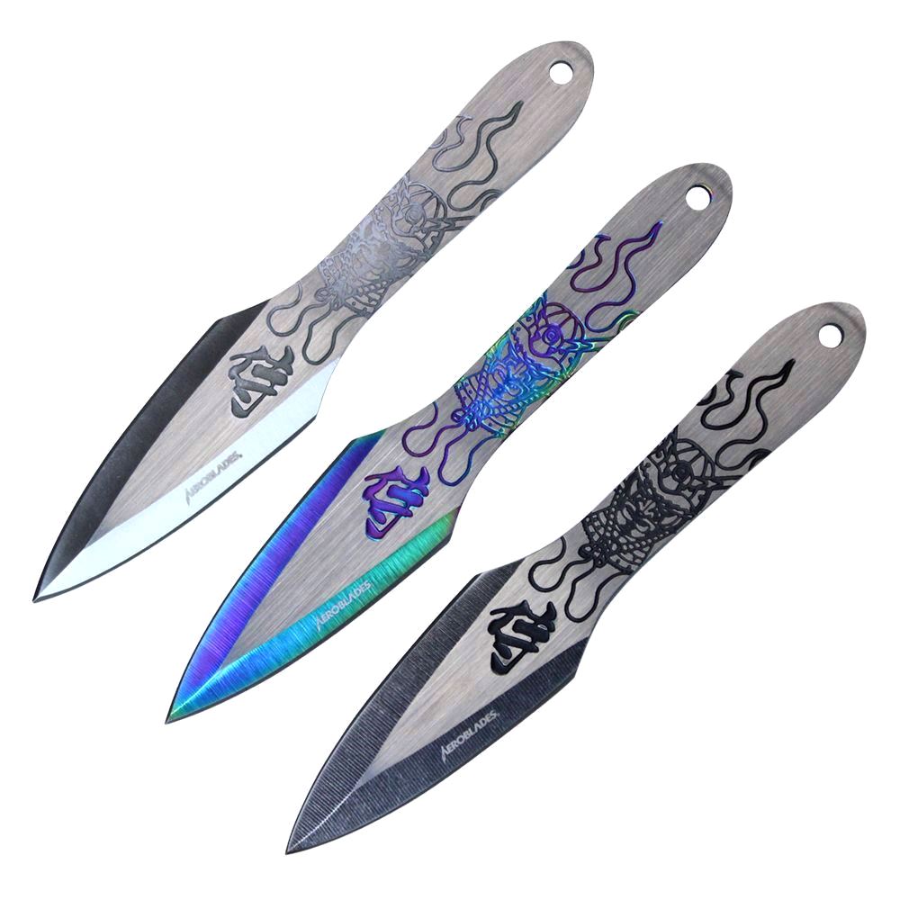 Aeroblades 3 Piece Japanese Samurai Mask Throwing Knives 6.5″ - Giri ...