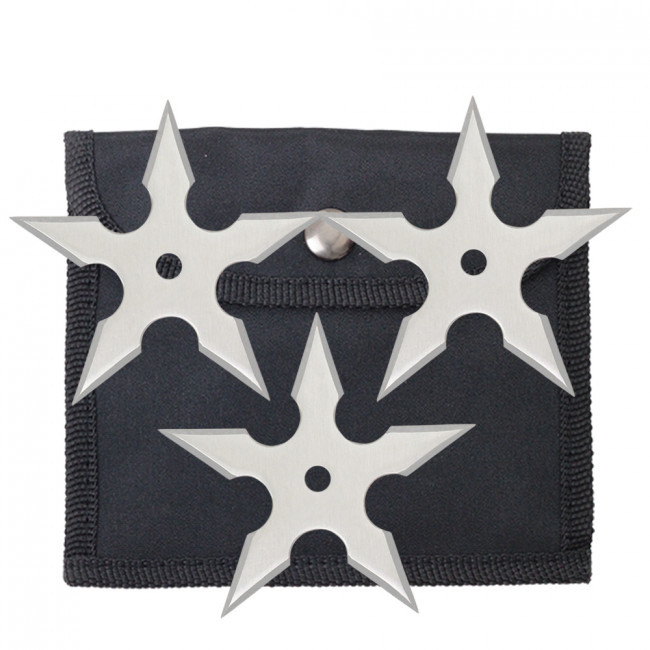 5 Point 3 Set Chrome Live Blade Throwing Stars 4″ - Giri Martial Arts ...