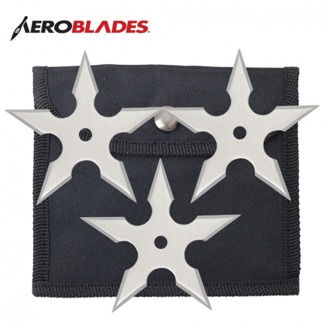 5 Point 3 Set Chrome Live Blade Throwing Stars 4″ - Giri Martial Arts ...