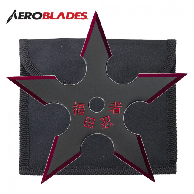 5 Point Black Red Tipped 4" Throwing Star - Giri Martial Arts Supplies