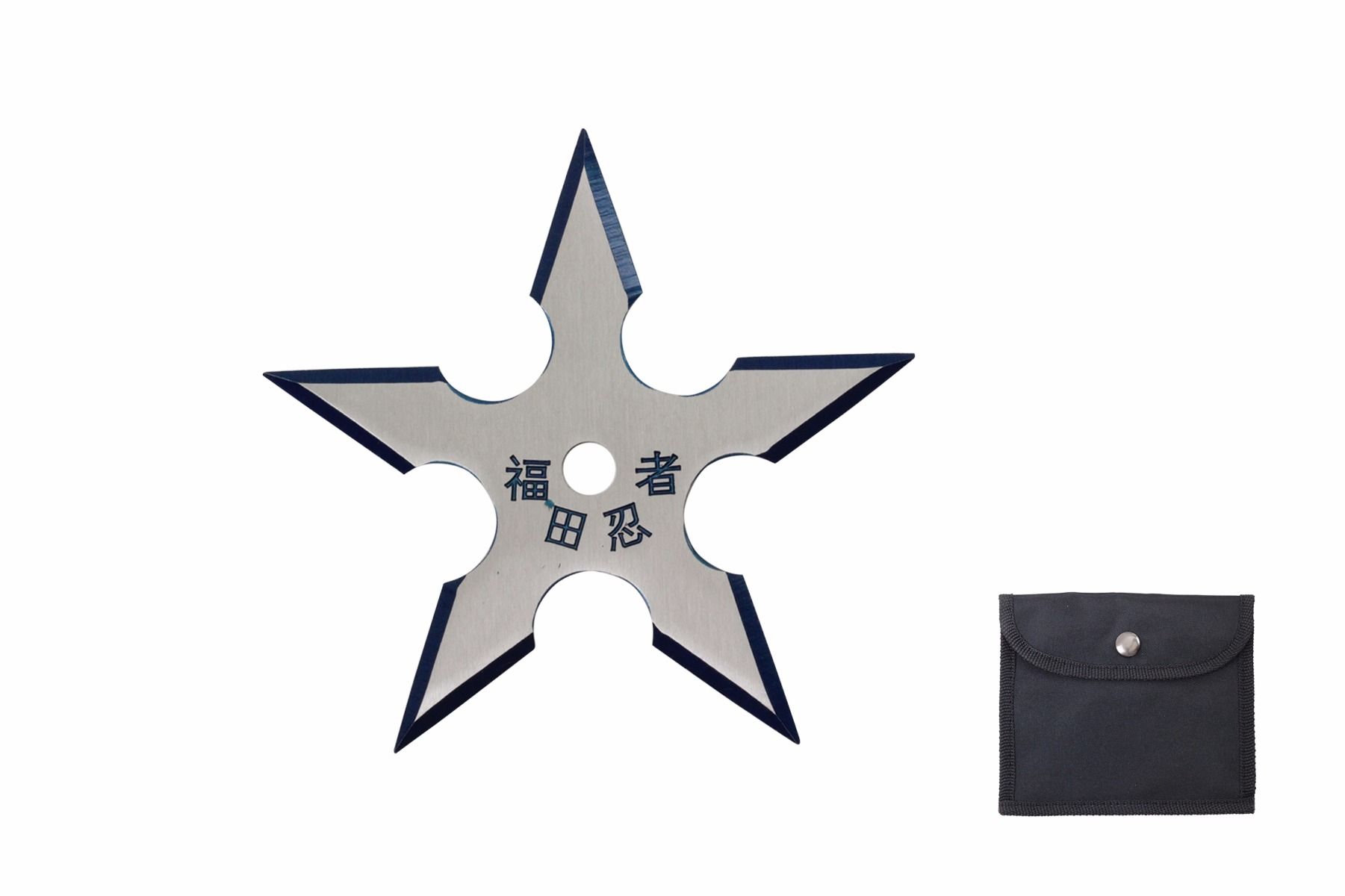 Silver with Blue Tips 5 Point Throwing Star 4″ - Giri Martial Arts Supplies