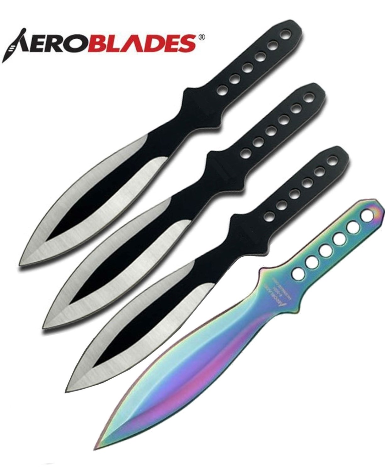 Aeroblades 4 Piece Assorted Silver Wings Throwing Knives 7.5″ - Giri ...