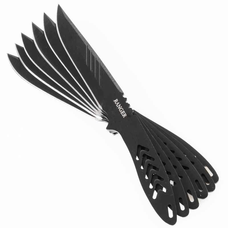 Aeroblades 6 Piece Black Ranger Throwing Knife Set 5.5″ - Giri Martial ...