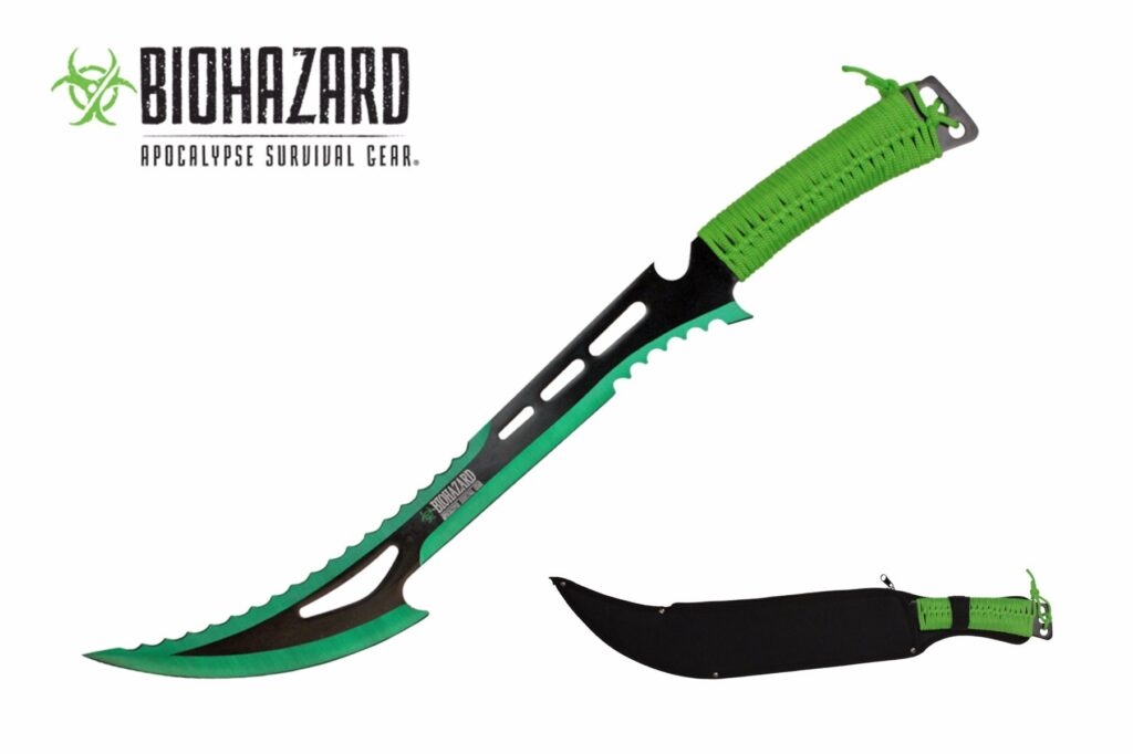 Biohazard 24″ Green Curved Ninja Machete Sword - Giri Martial Arts Supplies