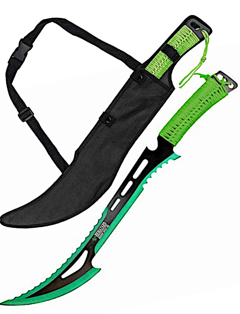 Biohazard 24″ Green Curved Ninja Machete Sword - Giri Martial Arts Supplies