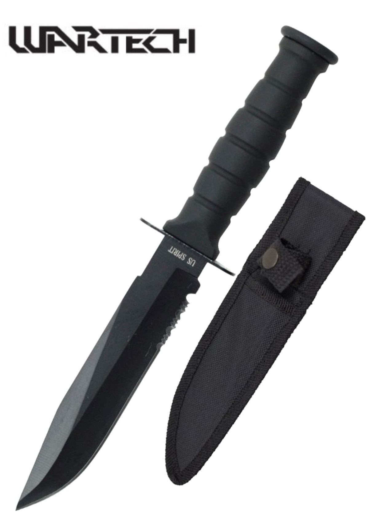 Wartech 7 1/2″ Mini USMC Clip Point Part Serrated Fixed Blade Knife - Giri Martial Arts Supplies