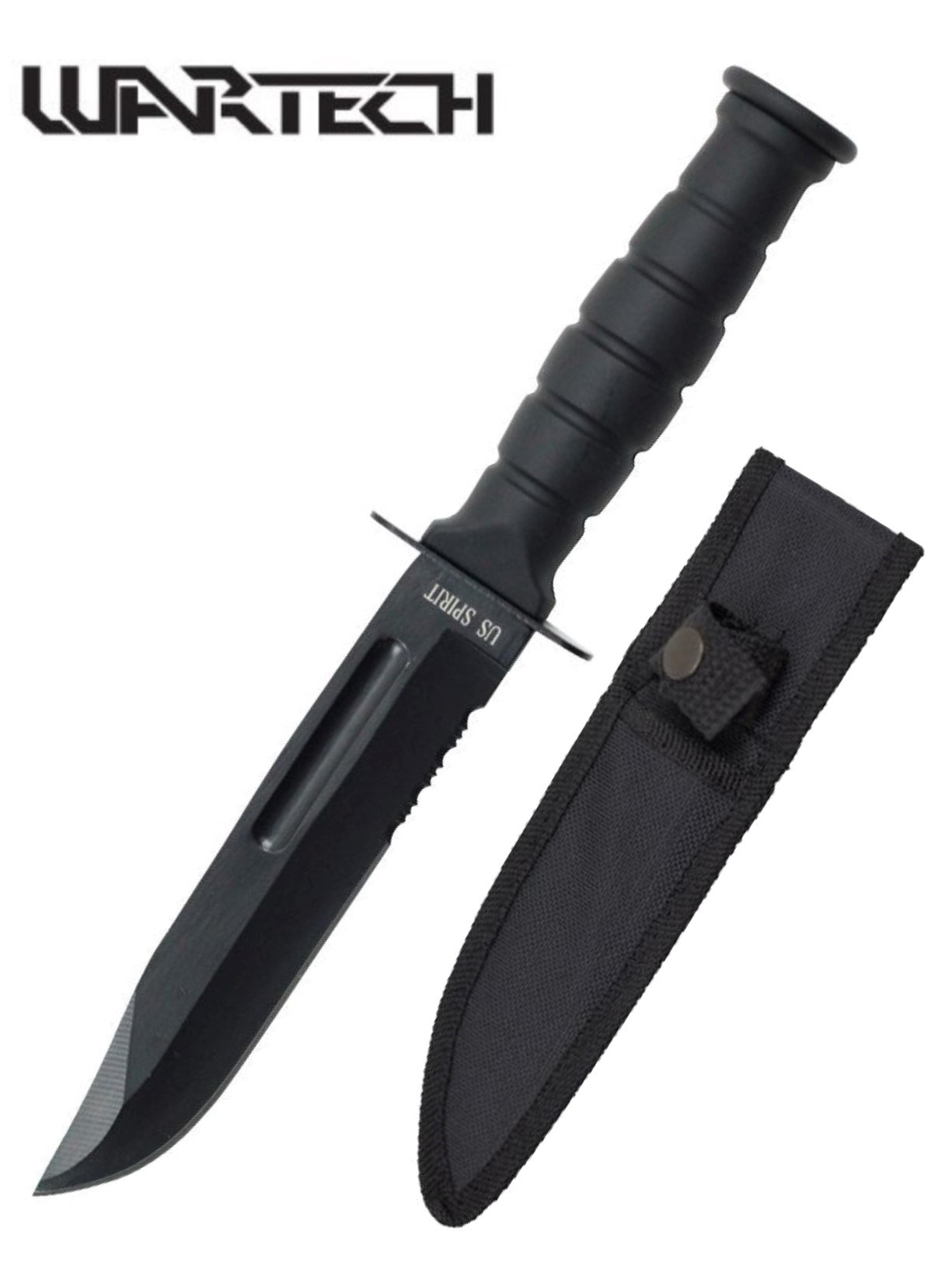 Wartech 7 1/2″ Mini USMC Military Drop Point Part Serrated Fixed Blade ...