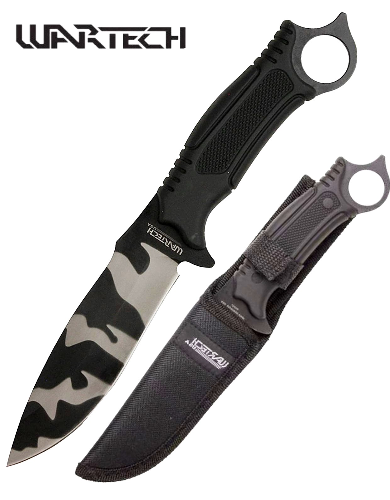 Wartech 10 1/2 " Camo Drop Point Tactical Knife - Giri Martial Arts ...