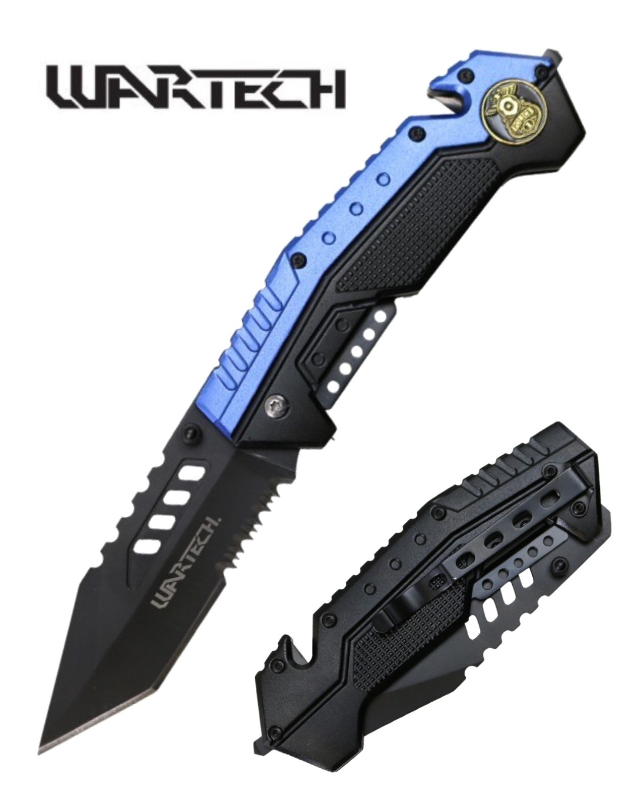 Wartech 8 3/8" Police Services Emblem Tanto Rescue Knife - Giri Martial Arts Supplies