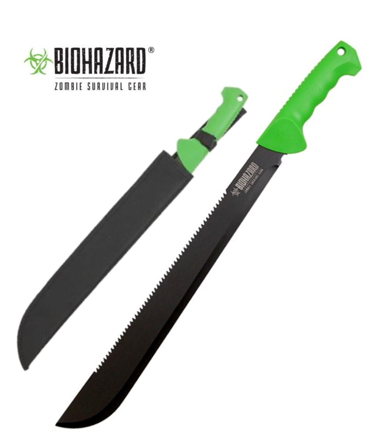Biohazard 24 3/8" Green ABS Handle Machete - Giri Martial Arts Supplies