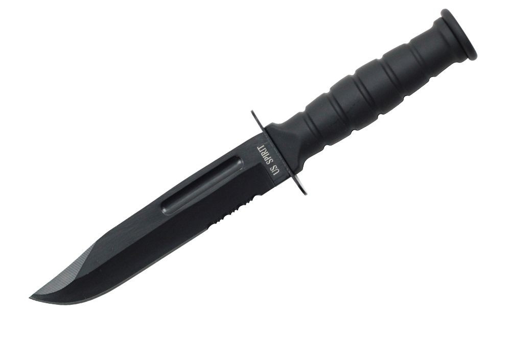 Wartech 7 1/2″ Mini USMC Military Drop Point Part Serrated Fixed Blade ...