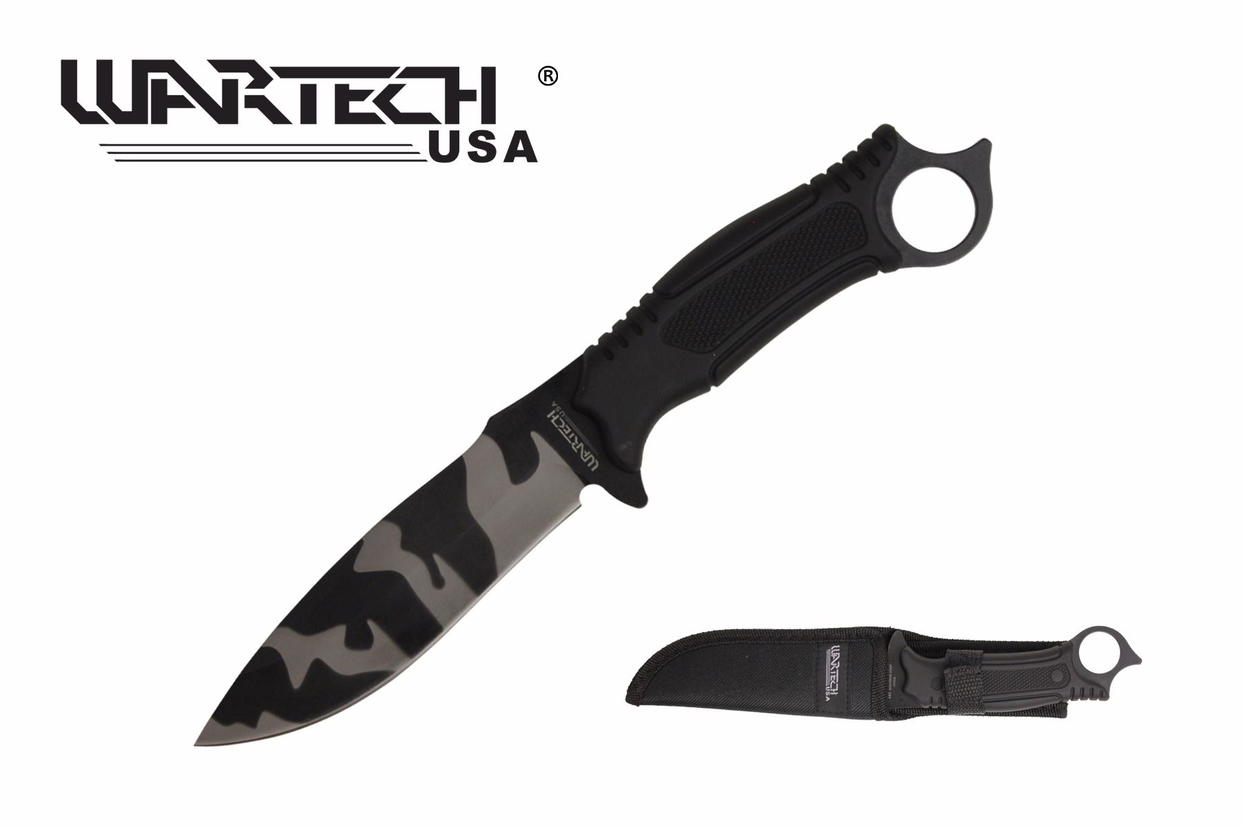 Wartech 10 1/2 " Camo Drop Point Tactical Knife - Giri Martial Arts ...