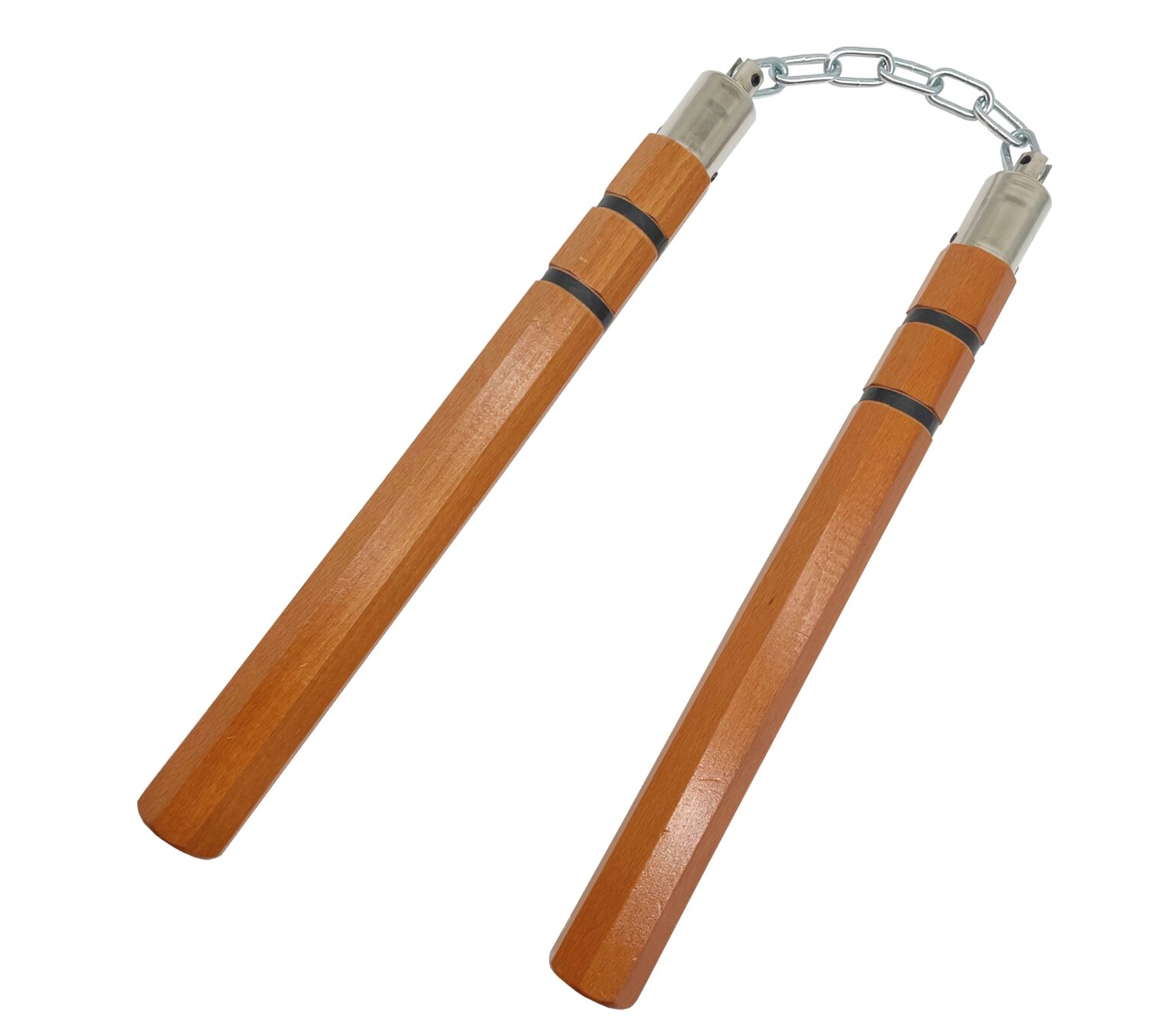 Nunchaku 12″ Natural Octagonal Nunchaku with 2 Black Grooves - Giri ...