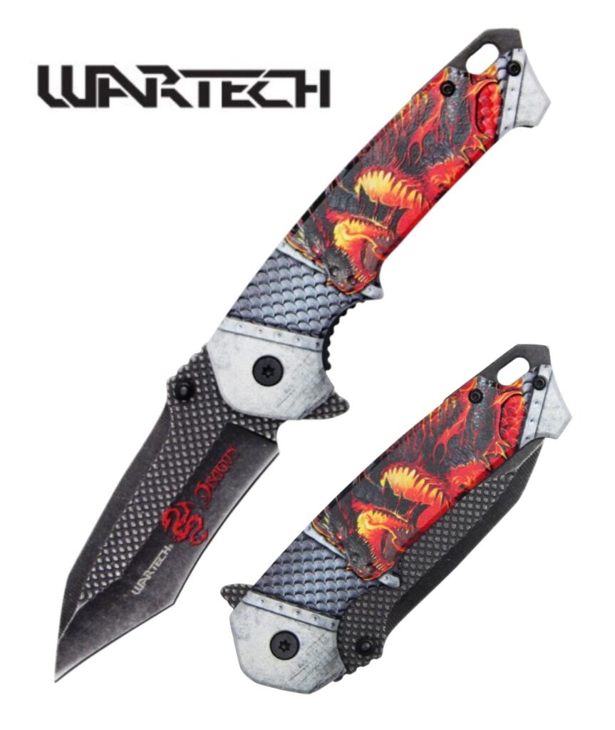 Wartech 8" Tactical Red Dragon Tanto Pocket Folding Knife - Giri ...