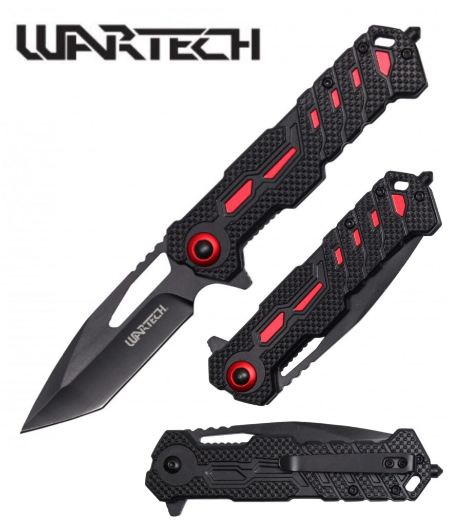 8" Wartech Black with Red Accents Folding Knife - Giri Martial Arts ...