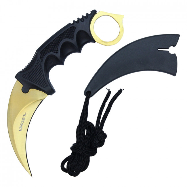 Wartech 7.5″ Gold Karambit Knife - Giri Martial Arts Supplies