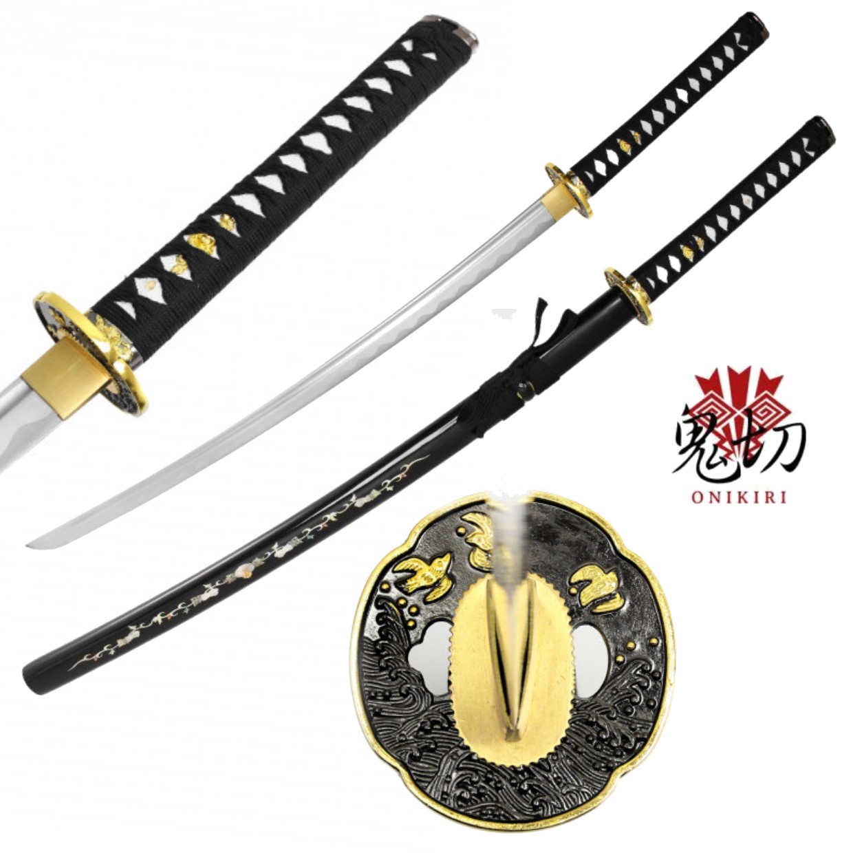 Onikiri 40″ Hand Forged Golden Bird Tsuba Samurai Sword - Giri Martial ...
