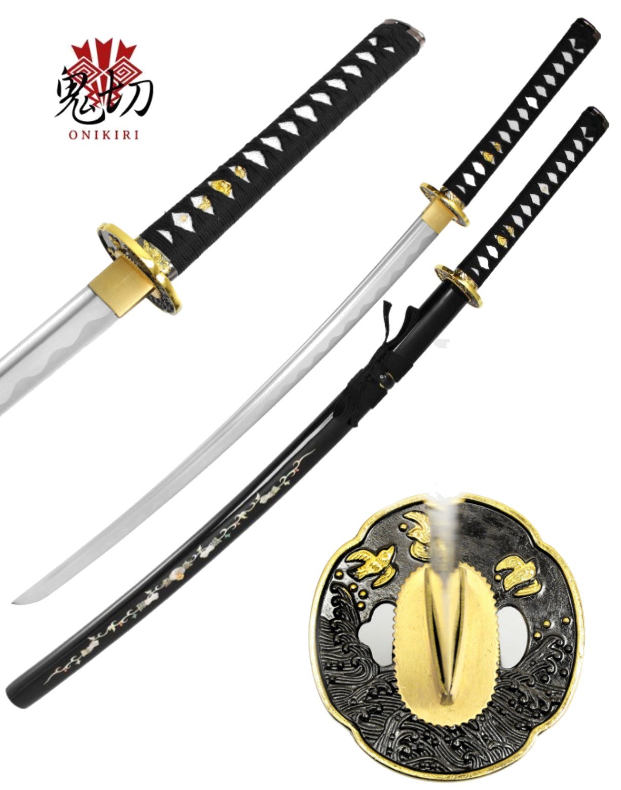 Onikiri 40″ Hand Forged Golden Bird Tsuba Samurai Sword - Giri Martial ...